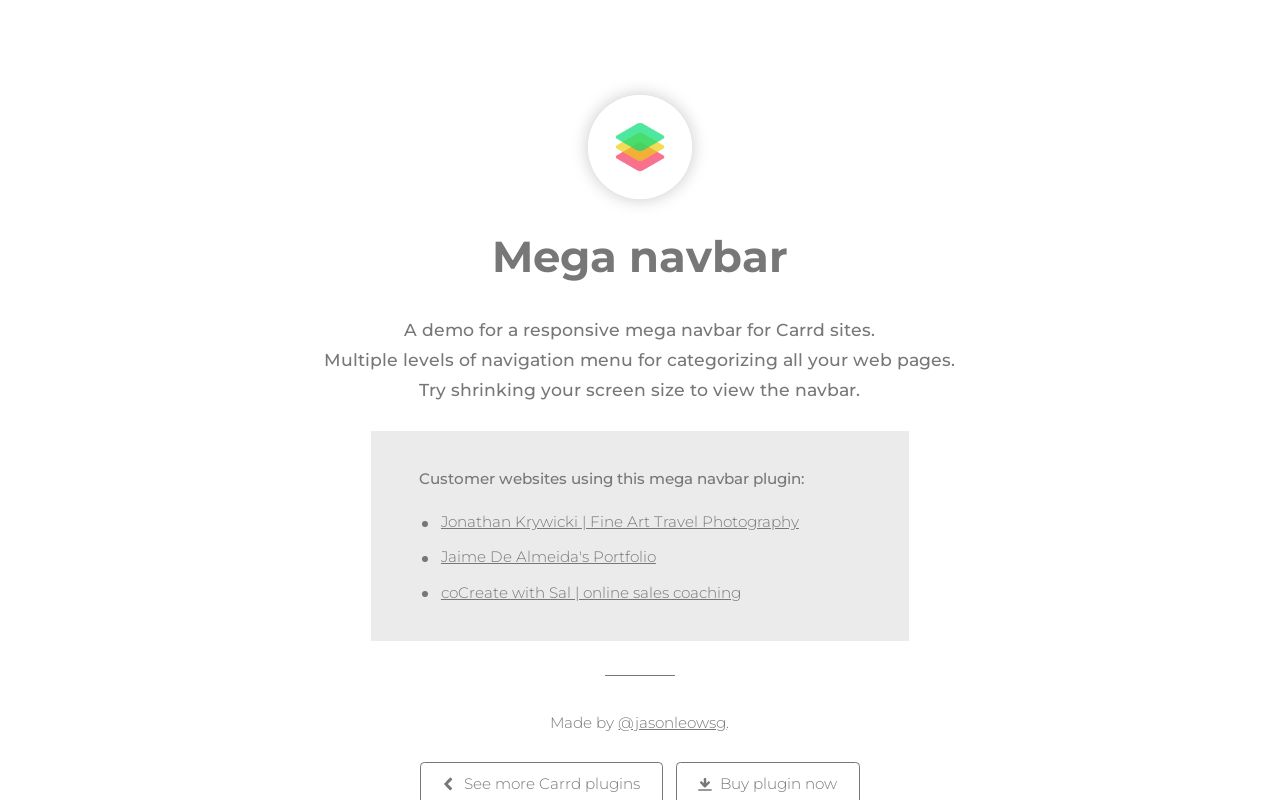 Mega navbar Carrd demo